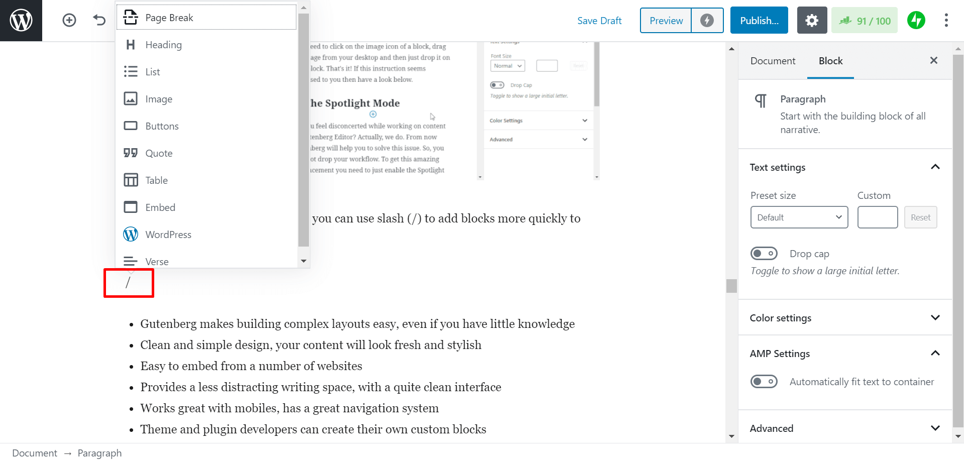 WordPress Gutenberg Editor: Feature Review and Performance Checking