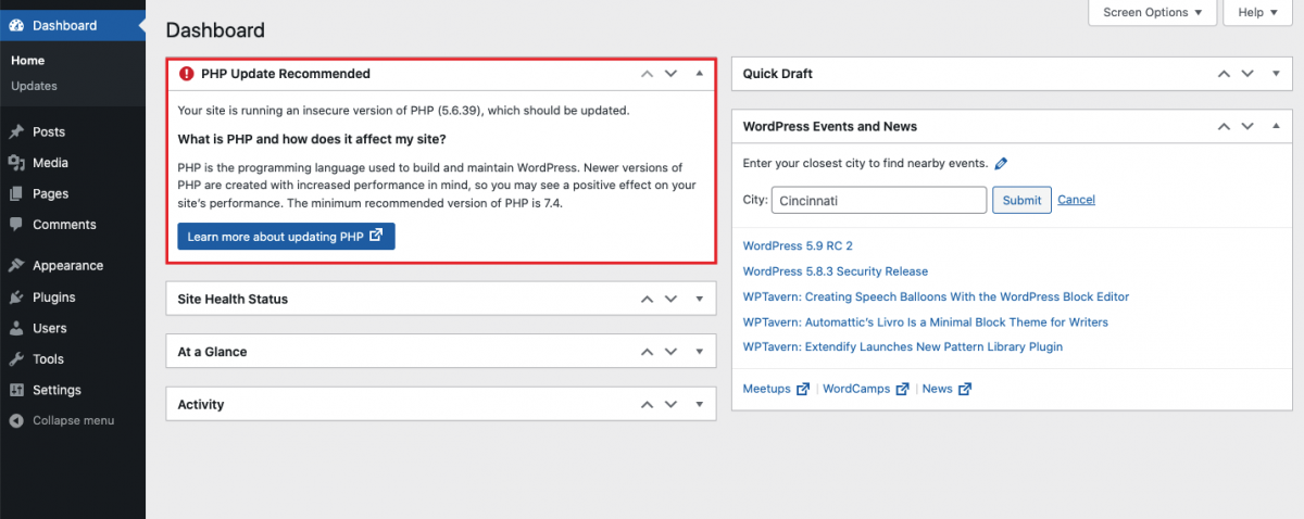 How To Update Php Version Of A Wordpress Site Wp Hive